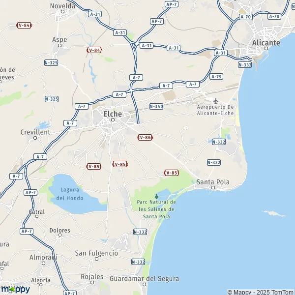 Plattegrond Elche : kaart van Elche (03113) en praktische info