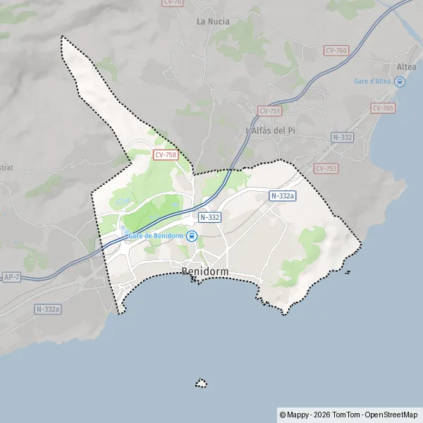 Plattegrond Benidorm : kaart van Benidorm (03501) en praktische info