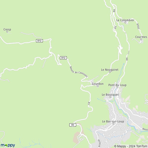Plattegrond Gourdon : kaart van Gourdon (06620) en praktische info