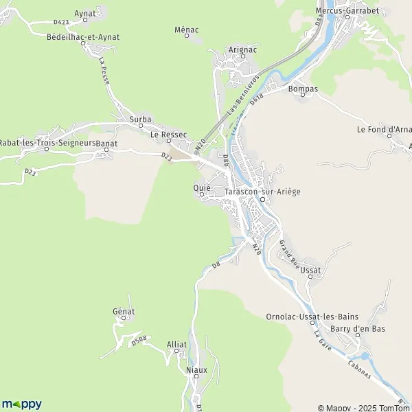 Plattegrond Tarascon-sur-Ariège : kaart van Tarascon-sur-Ariège (09400 ...