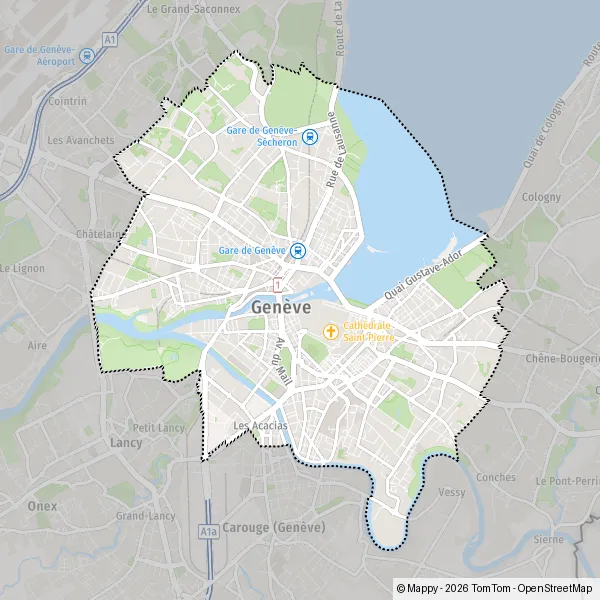 Plattegrond Genève : kaart van Genève (1201) en praktische info