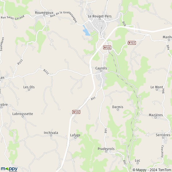 Plattegrond Cayrols : kaart van Cayrols (15290) en praktische info