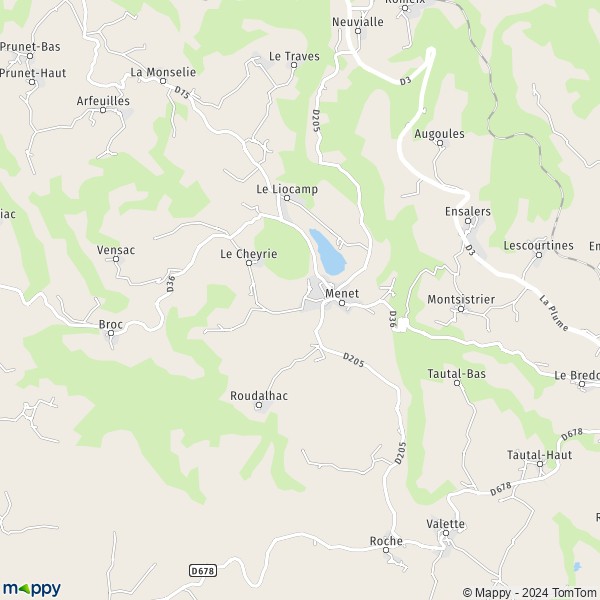 Plattegrond Menet : kaart van Menet (15400) en praktische info