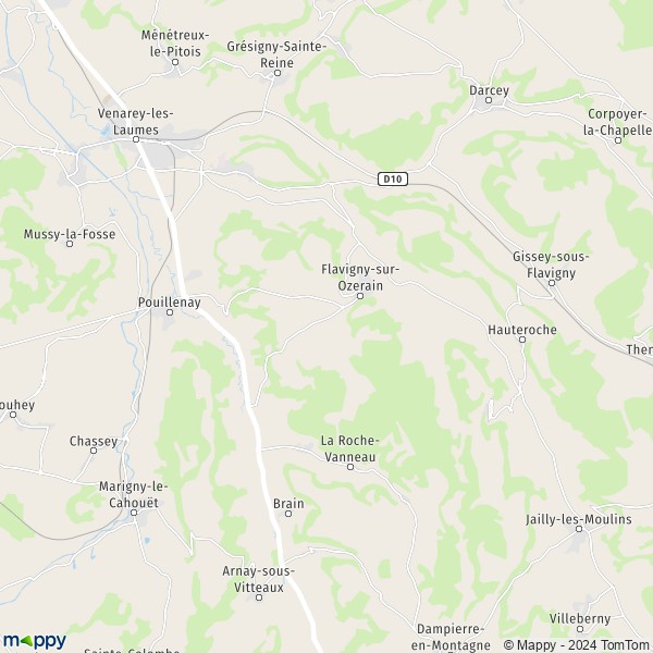 Plattegrond Flavigny-sur-Ozerain : kaart van Flavigny-sur-Ozerain ...
