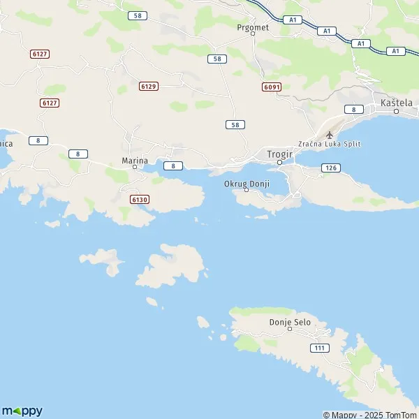 Plattegrond Trogir : kaart van Trogir (21220) en praktische info