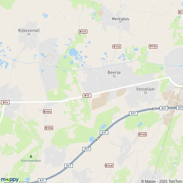 Plattegrond Beerse : kaart van Beerse (2330) en praktische info