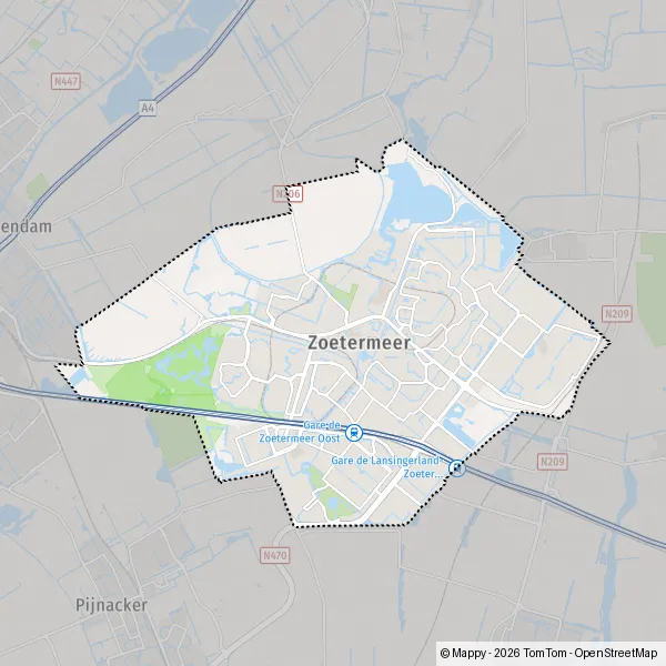 De kaart voor de stad Zoetermeer 2711-2729