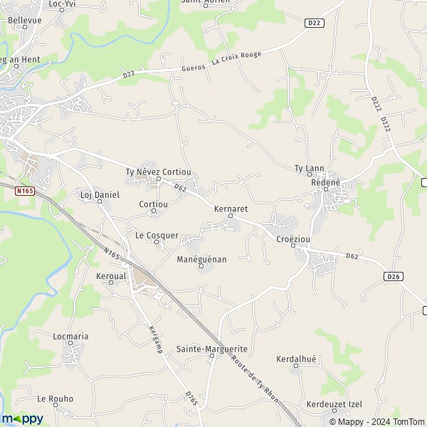 Plattegrond Rédené : kaart van Rédené (29300) en praktische info