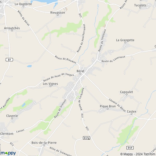 Plattegrond Bérat : kaart van Bérat (31370) en praktische info