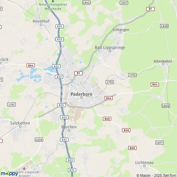 Plattegrond Paderborn : kaart van Paderborn (33098) en praktische info