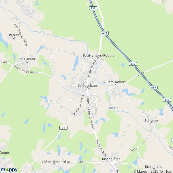 Plattegrond Le Deschaux : kaart van Le Deschaux (39120) en praktische info