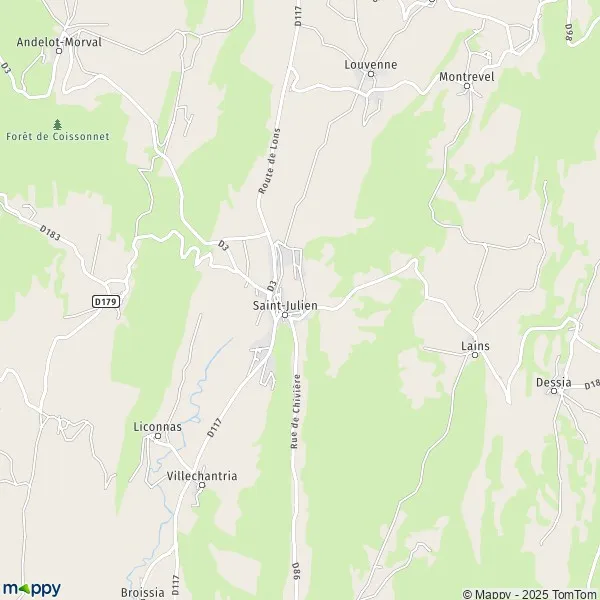 Plattegrond Saint-Julien : kaart van Saint-Julien, 39320 Val-Suran en ...