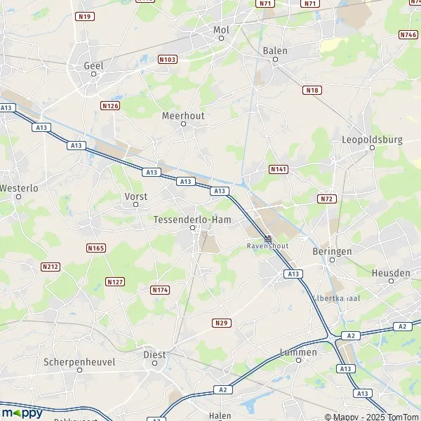 Plattegrond Tessenderlo: kaart van Tessenderlo (3980) en praktische info