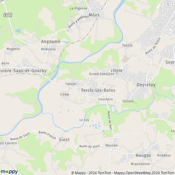 Plattegrond Tercis-les-Bains : kaart van Tercis-les-Bains (40180) en ...