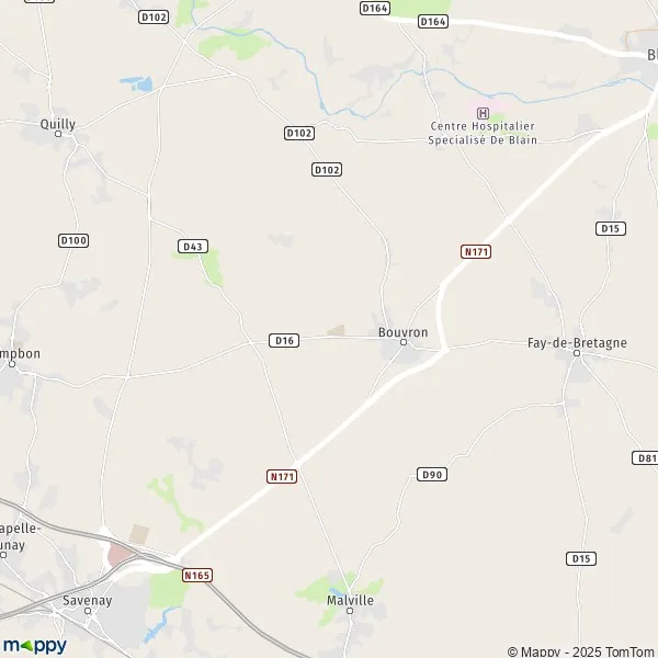 Plattegrond Bouvron : kaart van Bouvron (44130) en praktische info