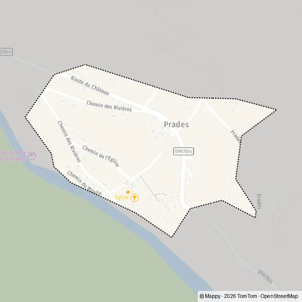 Plattegrond Prades : kaart van Prades, 48210 Gorges du Tarn Causses en ...