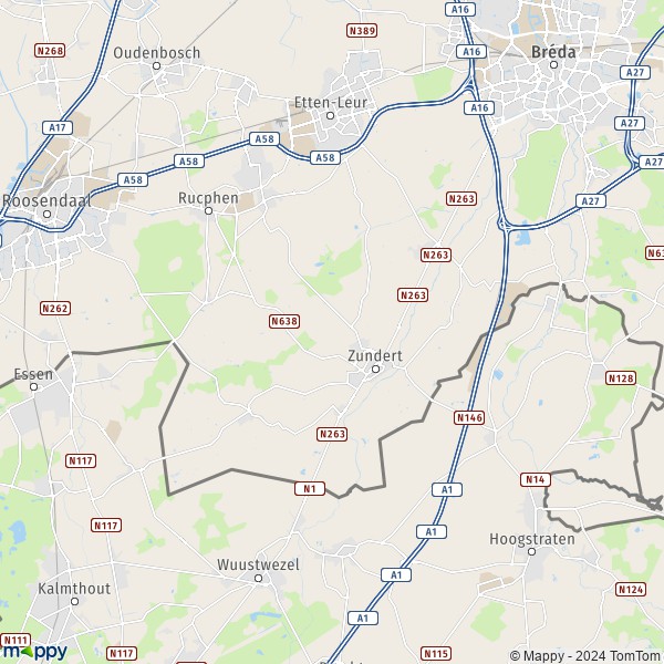 Plattegrond Zundert : kaart van Zundert (4881) en praktische info