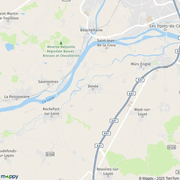 Plattegrond Denée : kaart van Denée (49190) en praktische info