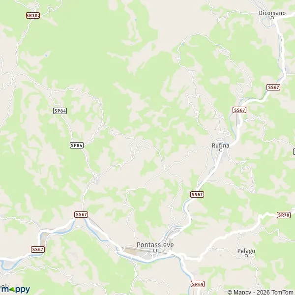 Plattegrond Pontassieve : kaart van Pontassieve (50065) en praktische info