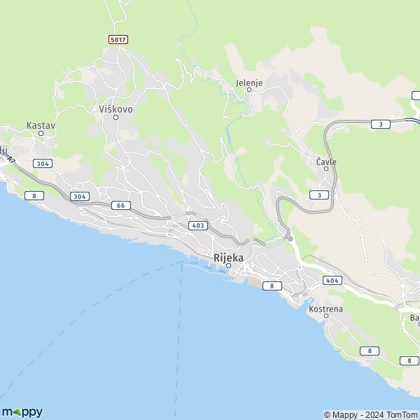 Plattegrond Rijeka : kaart van Rijeka (51000) en praktische info
