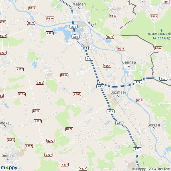 Plattegrond Land van Cuijk : kaart van Land van Cuijk (5361) en ...
