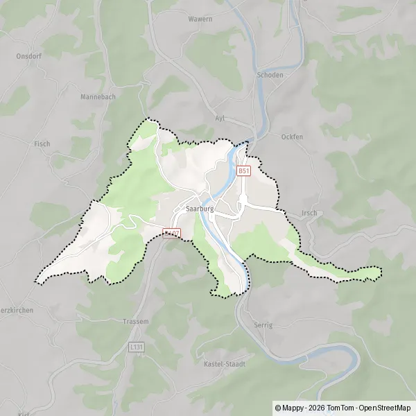Plattegrond Saarburg : kaart van Saarburg (54439) en praktische info
