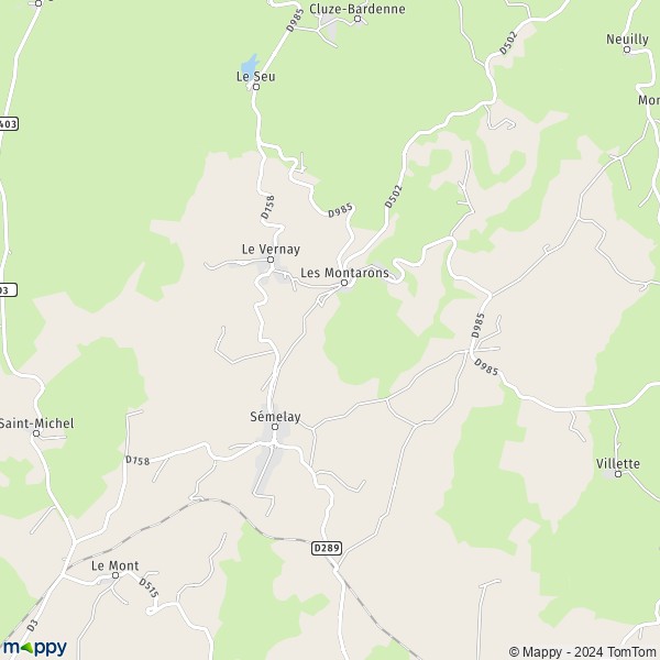 Plattegrond Sémelay : kaart van Sémelay (58360) en praktische info