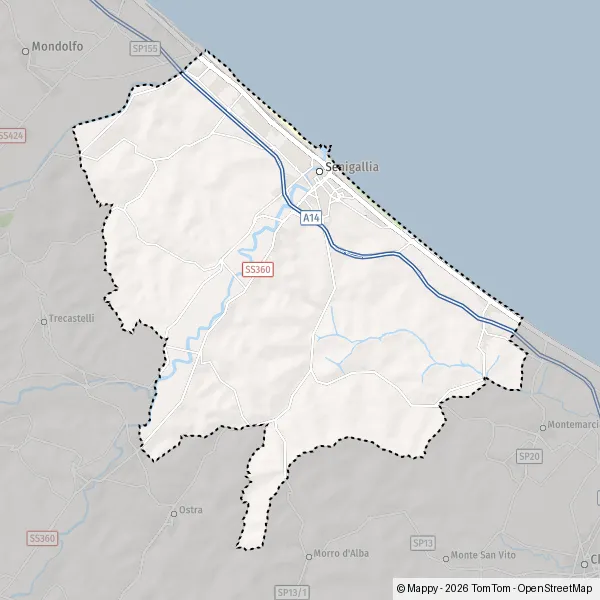 De kaart voor de stad Senigallia 60019