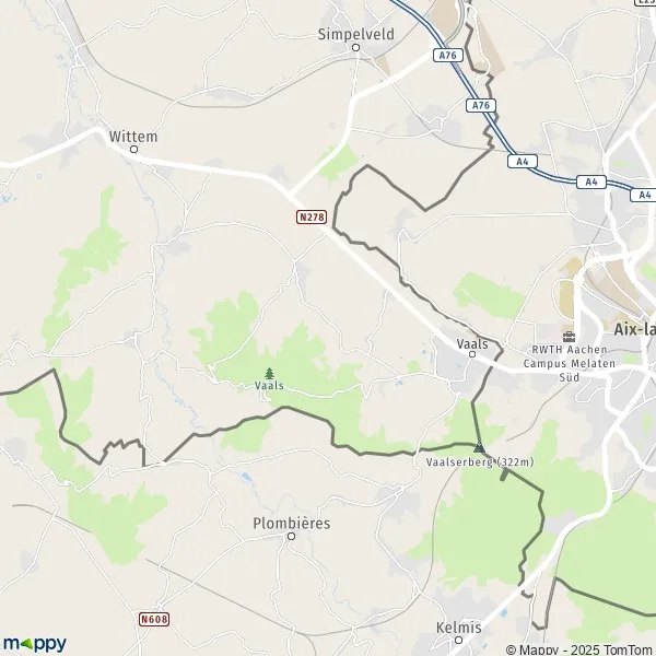 Plattegrond Vaals : kaart van Vaals (6291) en praktische info