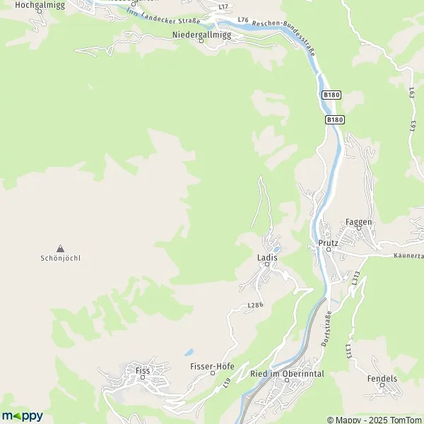 Plattegrond Ladis : kaart van Ladis (6532) en praktische info