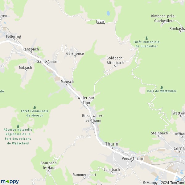 Plattegrond Willer-sur-Thur : kaart van Willer-sur-Thur (68760) en ...