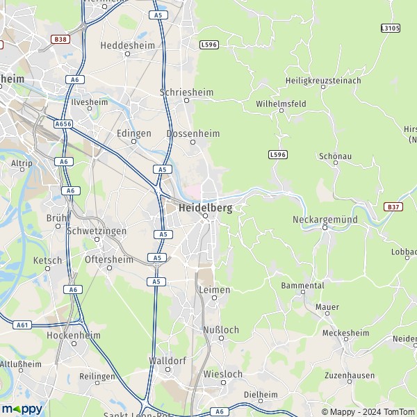 Plattegrond Heidelberg : kaart van Heidelberg (69115) en praktische info