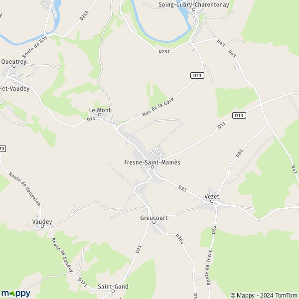 Plattegrond Fresne-Saint-Mamès : kaart van Fresne-Saint-Mamès (70130 ...