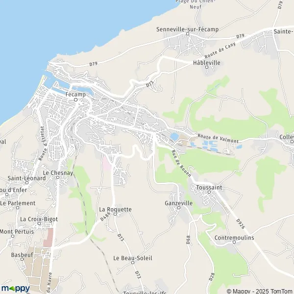Plattegrond Fécamp : kaart van Fécamp (76400) en praktische info