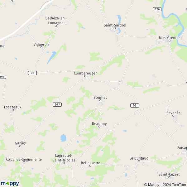 Plattegrond Bouillac : kaart van Bouillac (82600) en praktische info