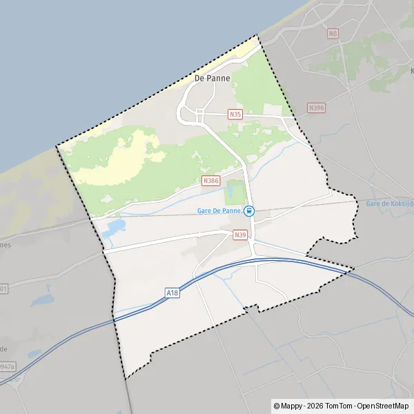 Plattegrond De Panne : kaart van De Panne (8660) en praktische info