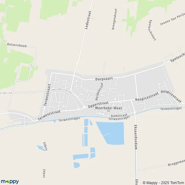 Plattegrond Moerbeke : kaart van Moerbeke (9180) en praktische info