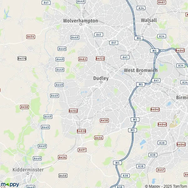 Plattegrond Dudley : kaart van Dudley (B69 1) en praktische info