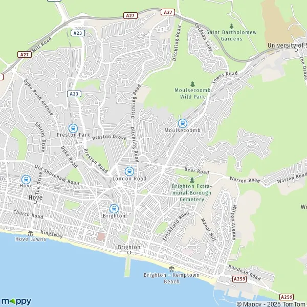 Plattegrond Brighton : kaart van Brighton, Brighton and Hove BN2 1 en ...