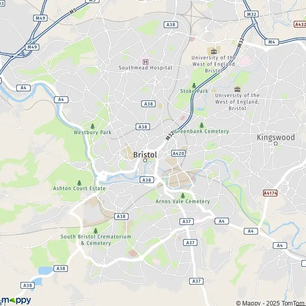 Plattegrond Bristol : kaart van Bristol (BS1 2) en praktische info