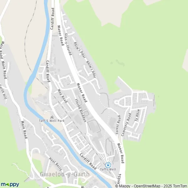 Plattegrond Taff's Well : kaart van Taff's Well, Rhondda Cynon Taff ...