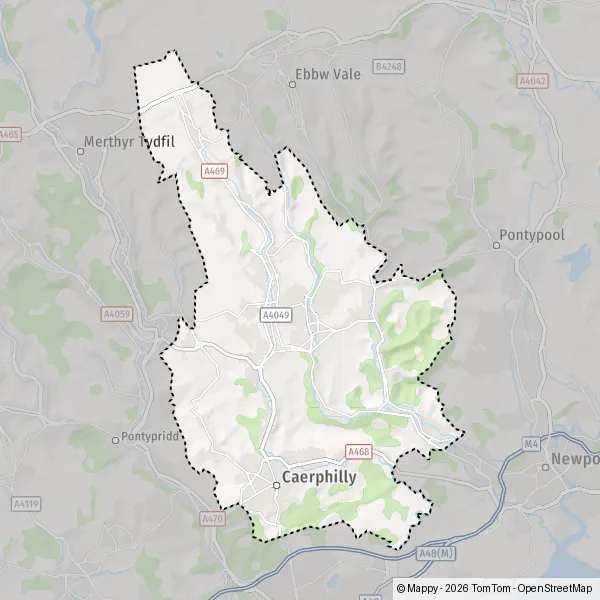 Plattegrond Caerphilly : kaart van Caerphilly (CF83 1) en praktische info