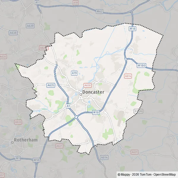 Plattegrond Doncaster : kaart van Doncaster (DN1 1) en praktische info
