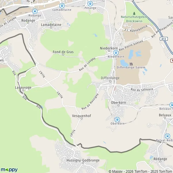 Plattegrond Differdange : kaart van Differdange (Station), L-4620 ...