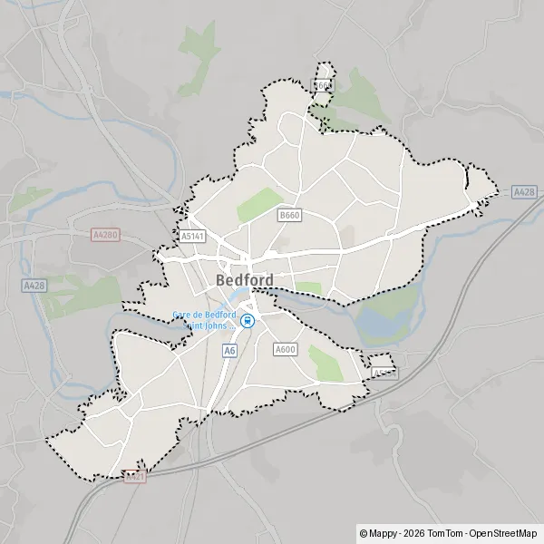 Plattegrond Bedford : kaart van Bedford, Bedford Borough MK40 1 en ...