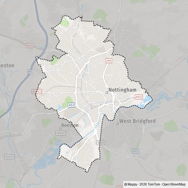 Plattegrond Nottingham : kaart van Nottingham (NG1 1) en praktische info