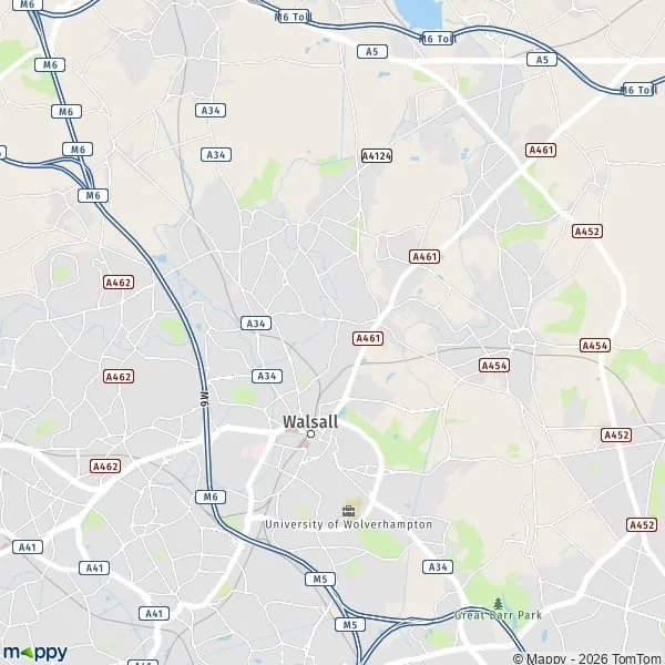 Plattegrond Walsall : kaart van Walsall (B43 7) en praktische info