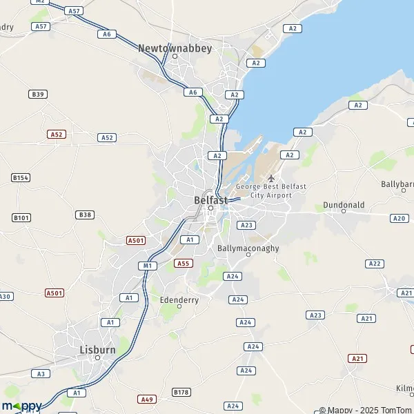 Plattegrond Belfast : kaart van Belfast (BT10 0) en praktische info