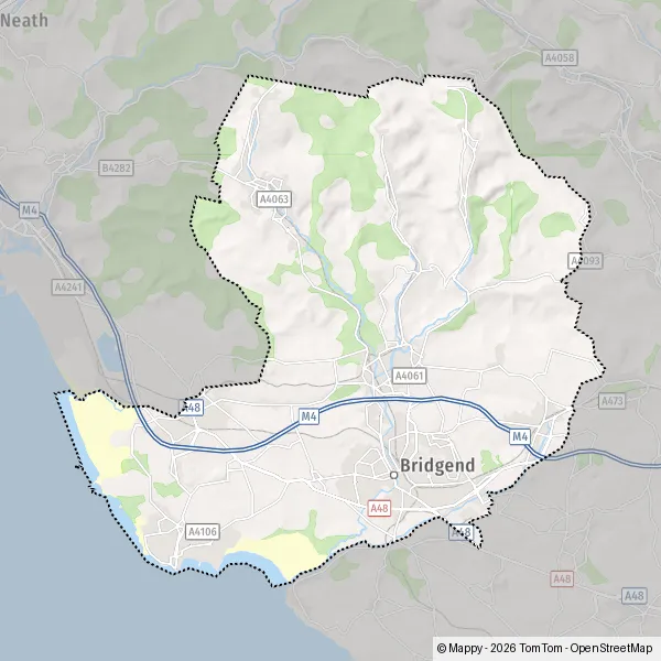 Plattegrond Bridgend : kaart van Bridgend (CF31 1) en praktische info