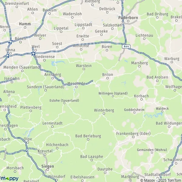 Plattegrond Hochsauerlandkreis: kaart van Hochsauerlandkreis en ...
